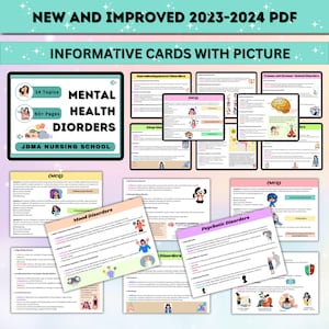 Mental Health Disorder Flash Cards 60 Pages | Study Guide | Nursing ...