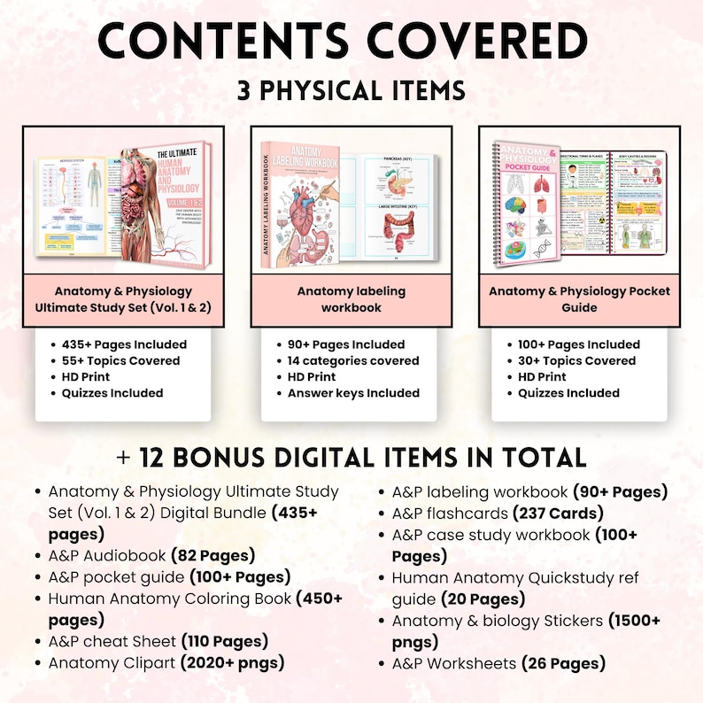 Anatomy and Physiology Master Study Pack | Printed A&P Vol 1 and 2 ...