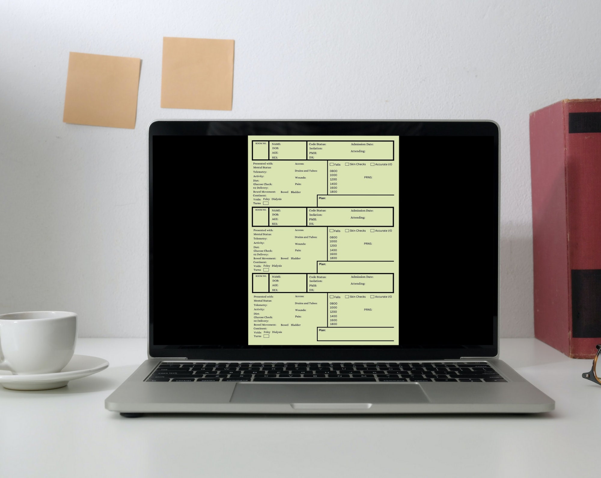 Telemetry Nurse Report Sheet | Printable Sheets | 10 Colours | Digital ...