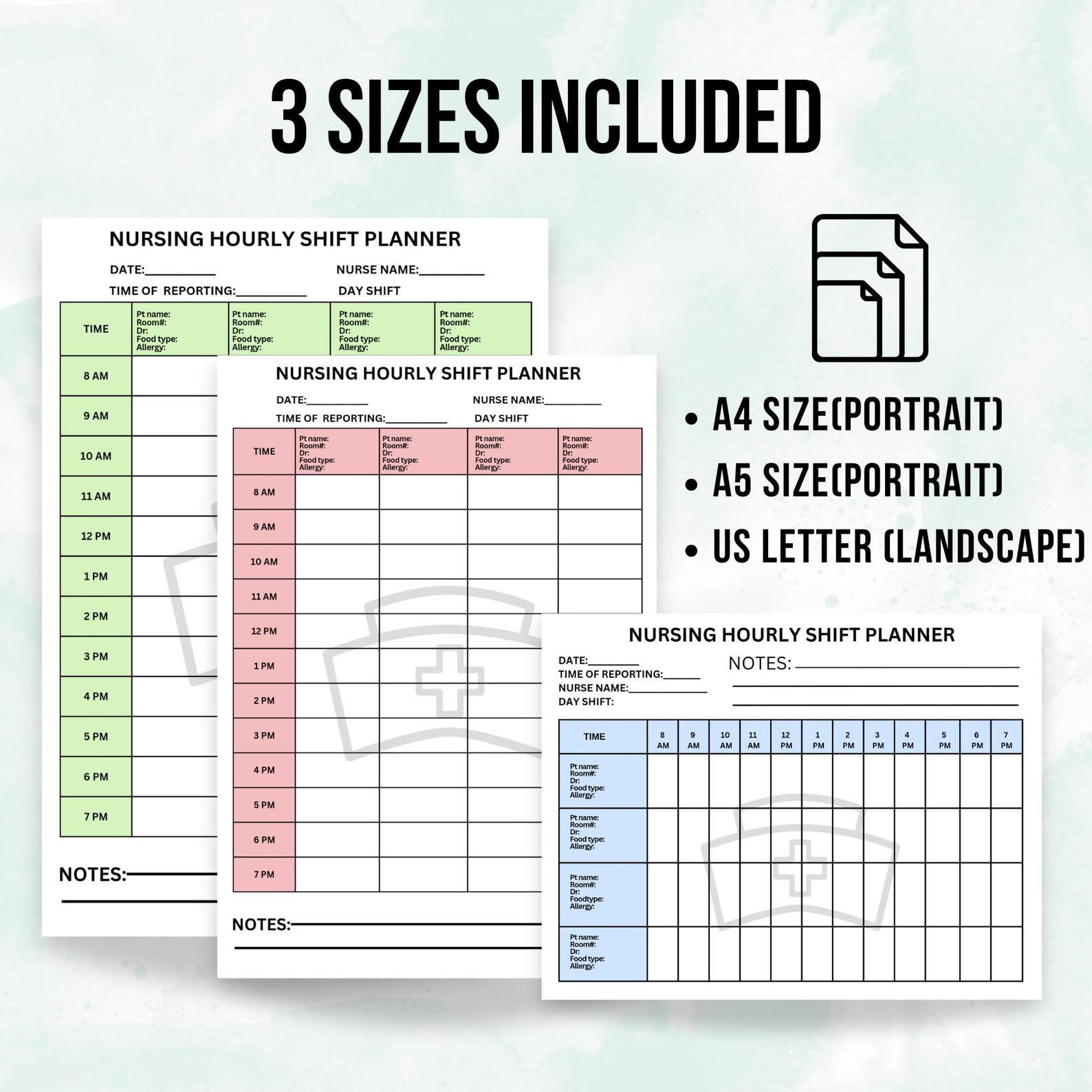 Nurse Hourly Shift Planner Editable | 4 Patient Medication | Report ...