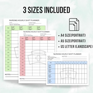 Nurse Hourly Shift Planner Editable | 4 Patient Medication | Report ...