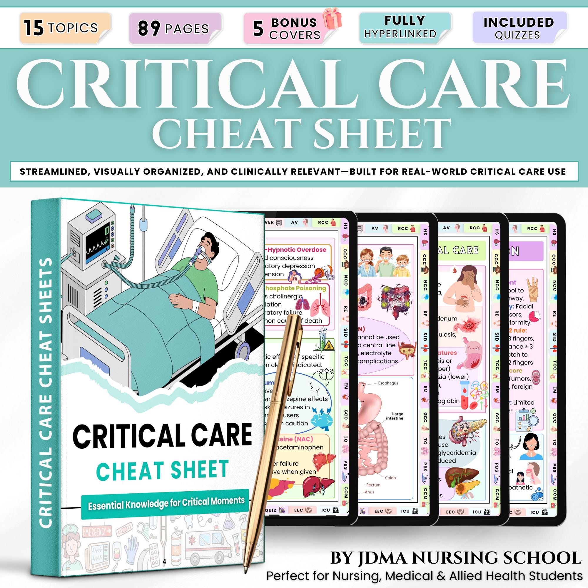 Critical Care Nursing Cheat Sheet | ICU Quick Reference | Nursing Study ...