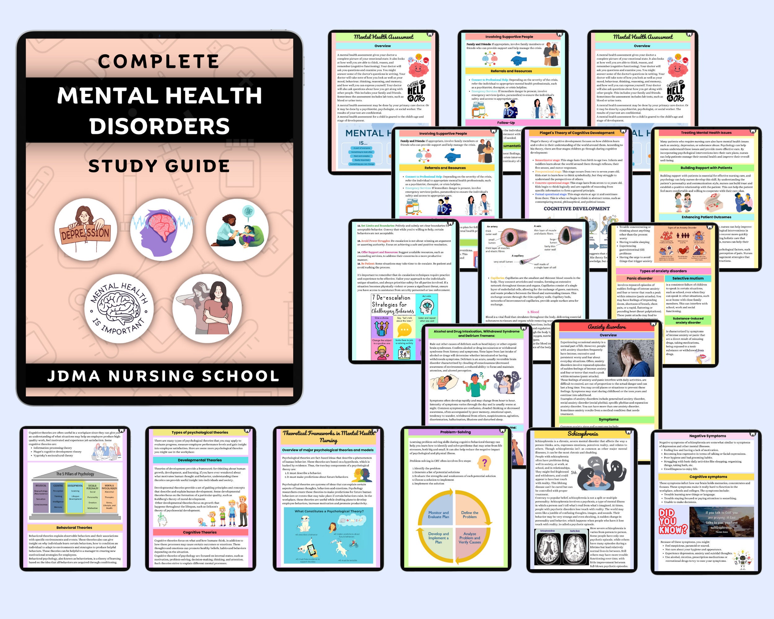 Mental Health Disorder Bundle With Flashcards or Stickers | Nursing ...