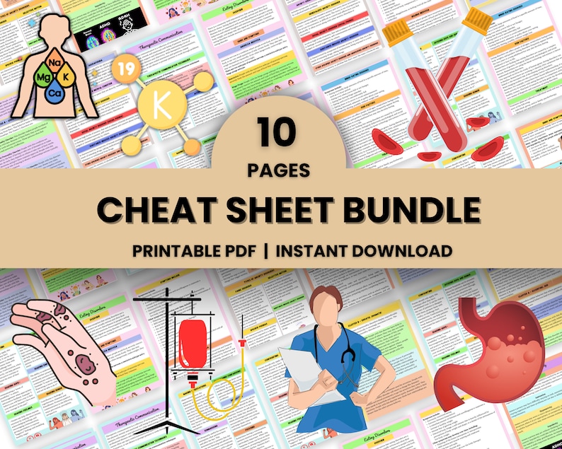 Cheat Sheet Bundle 10 Pages Nursing Note Nurse Cheat Sheet - Etsy UK