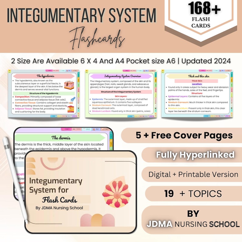 Integumentary System Flashcards Hyperlinked | Human Body Flashcard ...