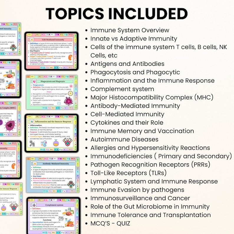 Immune System Flashcards Hyperlinked With Stickers | Nursing Study Card ...