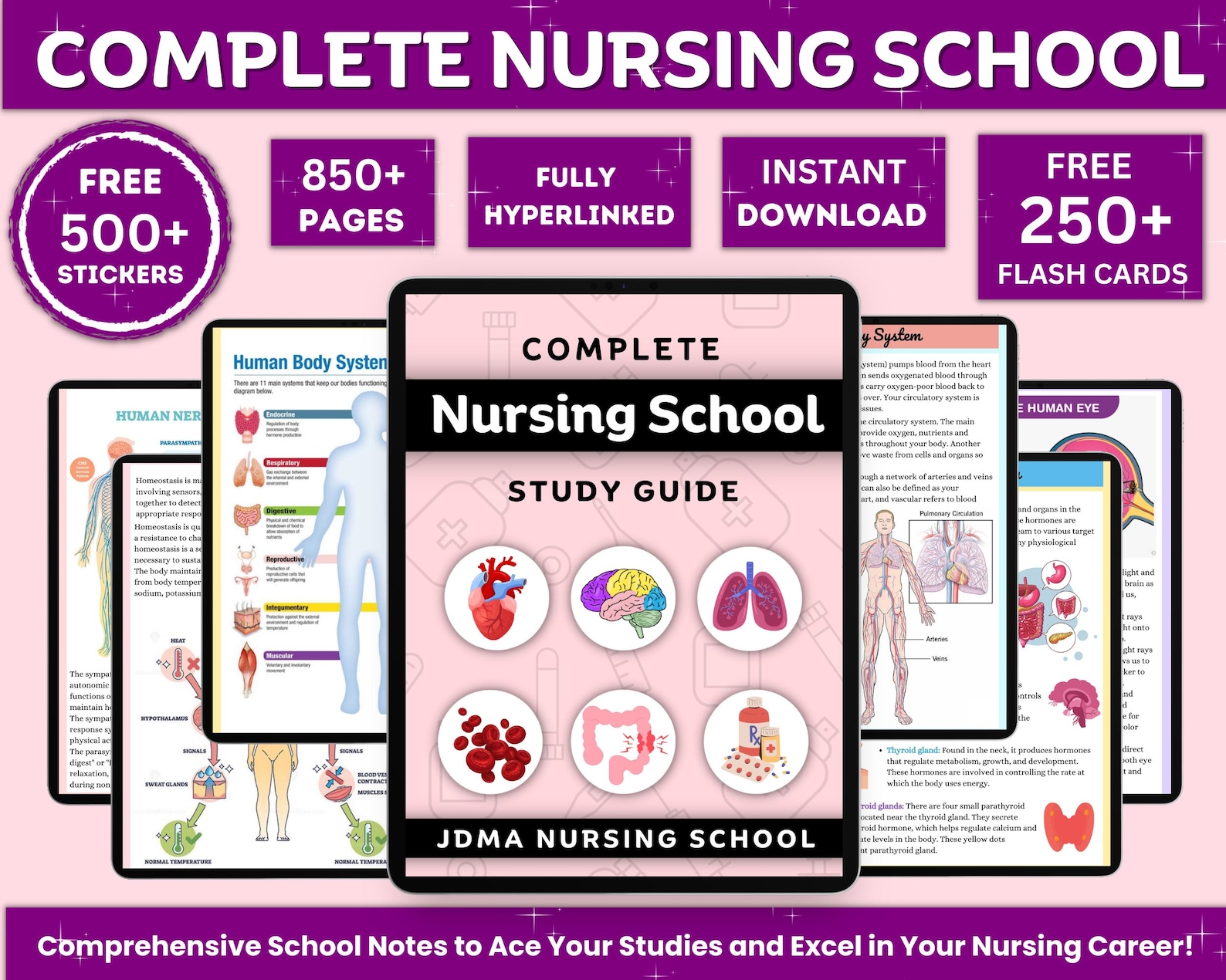 Comprehensive Nursing School Bundle With Hyperlinked | Study Guide ...