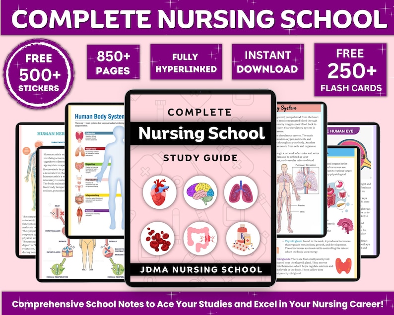 Comprehensive Nursing School Bundle With Hyperlinked | Study Guide ...