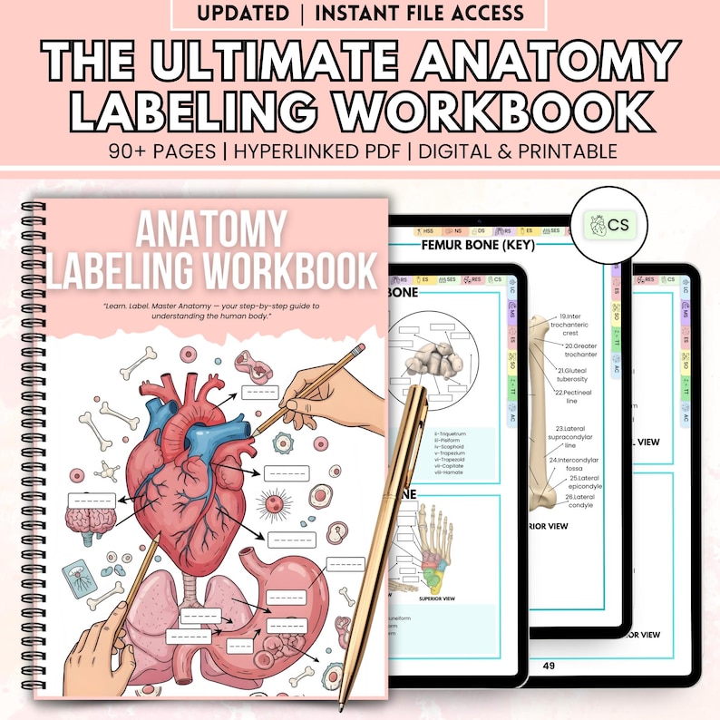 Anatomy Labeling Workbook | Human Body Systems Printable | Nursing ...