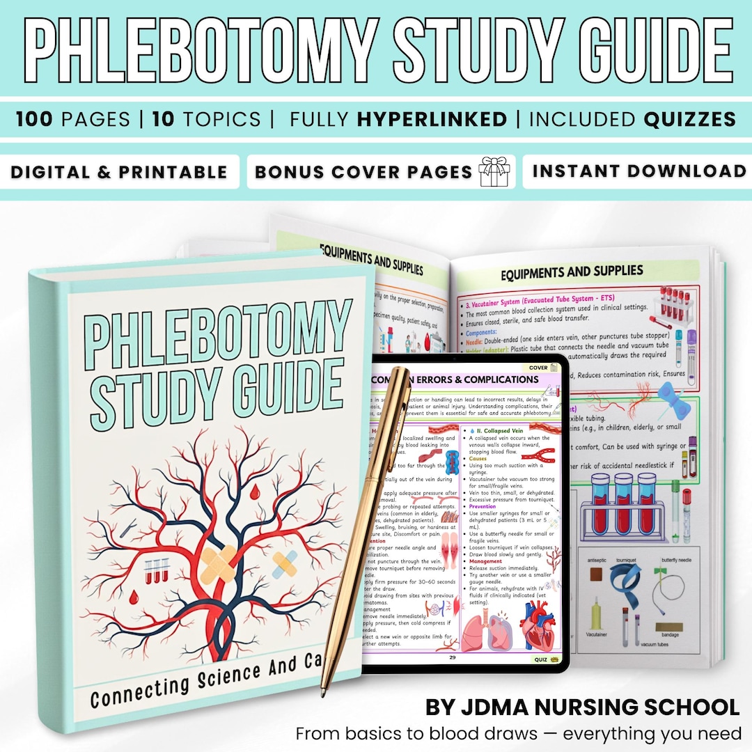 Phlebotomy Study Guide PDF | Blood Draw & Nursing Study Aid | Lab ...