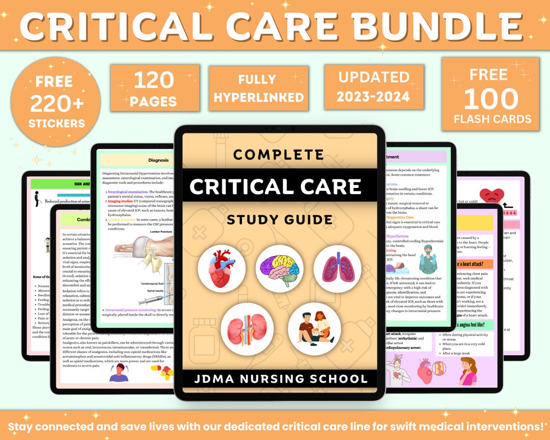 Critical Care Bundle Flashcards or Sticker & Fully Hyperlinked - Etsy