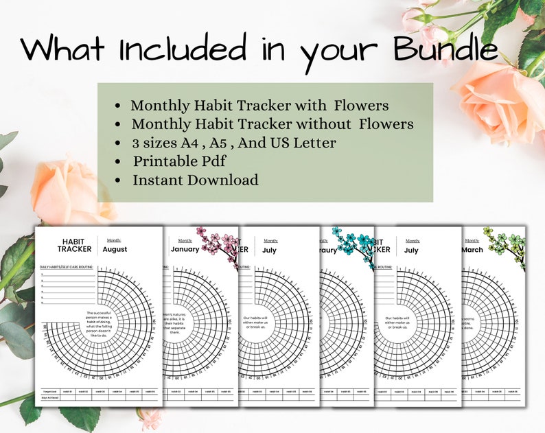 Daily Habit Tracker Printable Tracker Round Habit Tracker - Etsy