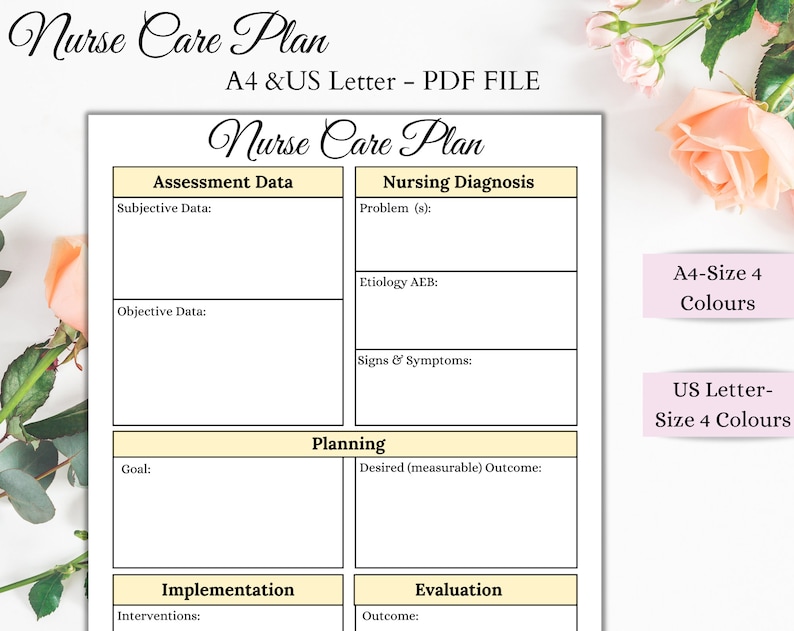Nurse Care Plan | Nursing Notes | Printable Sheet | Care Plan Template ...