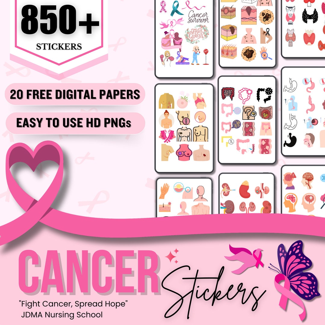 Cancer Stickers Bundle With Digital Paper | Cancer Survivor | Nurse ...