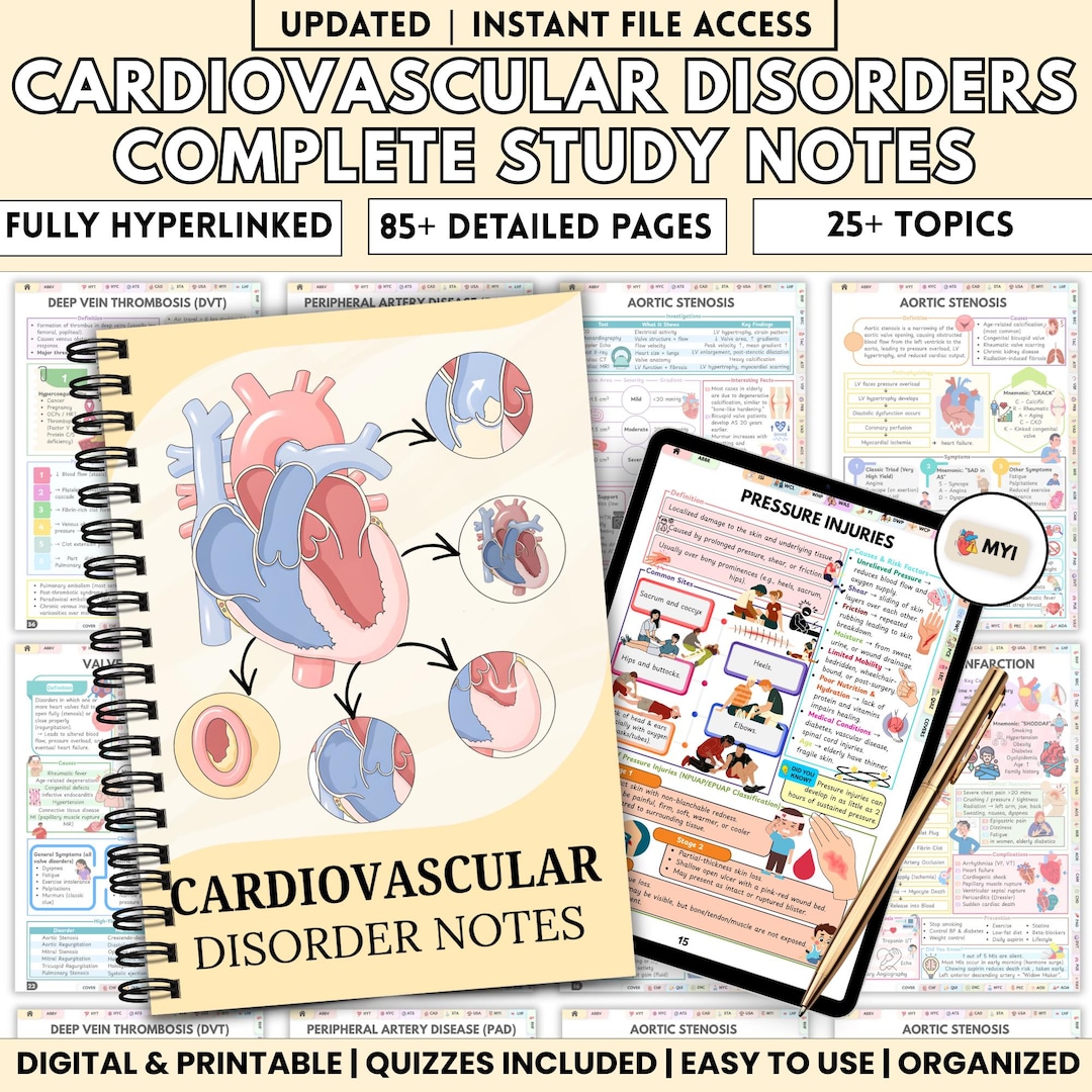 Cardiovascular Study Guide | Cardiac Nursing Notes | Heart Disease ...