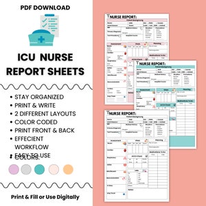 ICU Nurse Report Sheet | ICU Nurse Handoff Sheet | Editable & Printable ...
