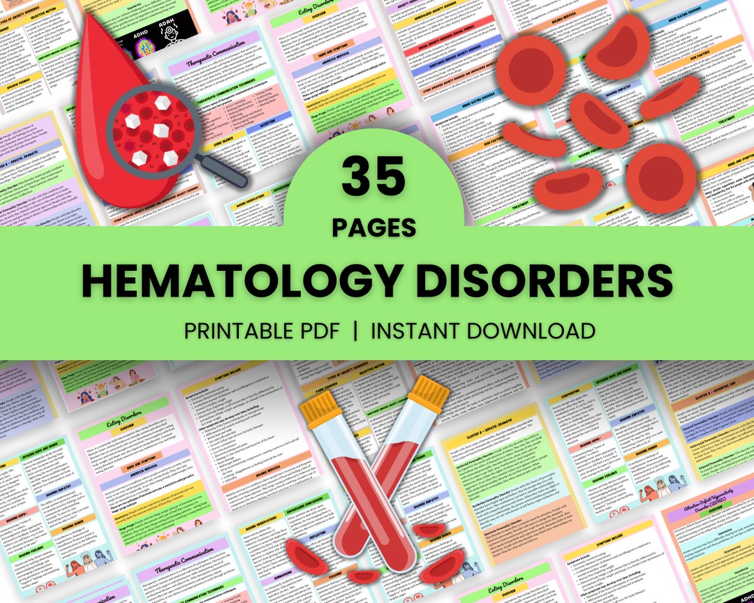 Hematology Disorders | Nursing Notes | 35 Pages Bundle | Nursing Study ...