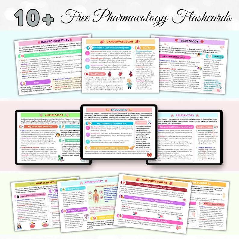 53+ Pharmacology Cheat Sheets Bundle With Free Stickers & Flashcards ...