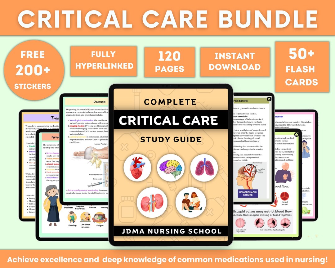 Critical Care Bundle Flashcards or Sticker & Fully Hyperlinked | Study ...