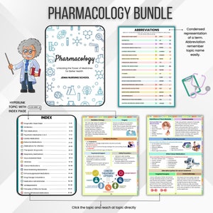 Pharmacology Bundle Hyperlinked 100+pages With Flashcards, Stickers ...
