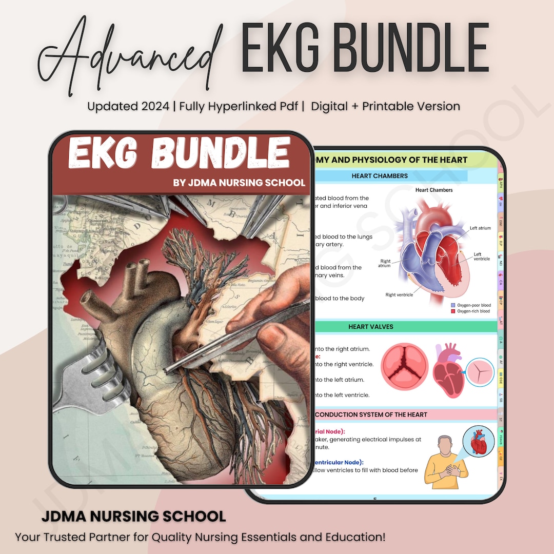 EKG Bundle Hyperlinked With Flashcards, Stickers, Quizz Medical Nursing ...