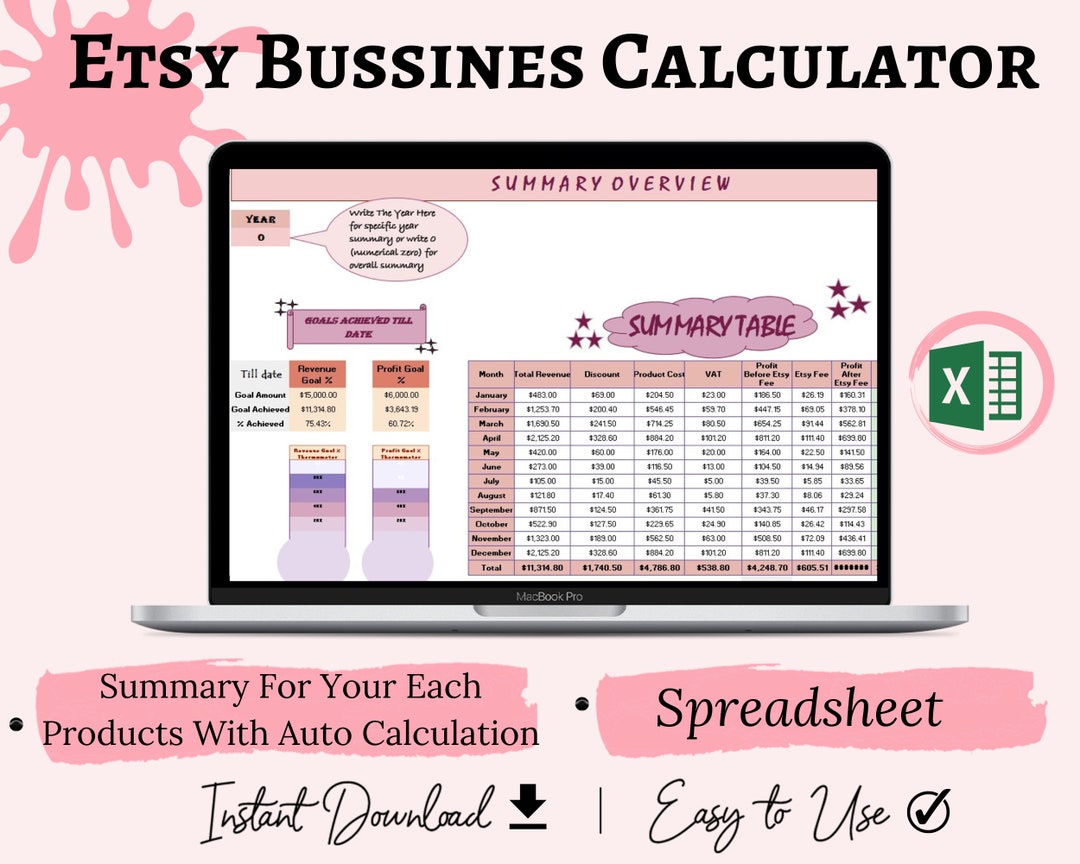 Etsy Profit Calculator | Etsy Fee Calculator | Etsy Spreadsheet ...