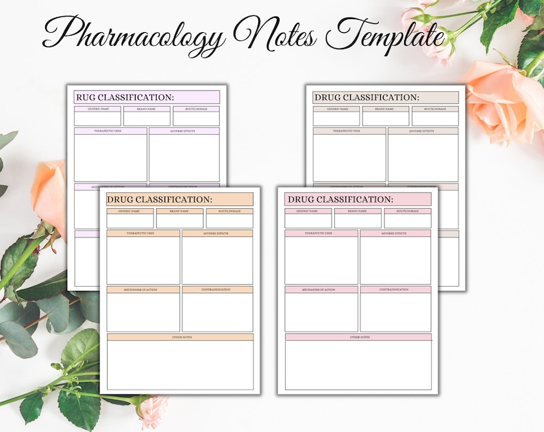 Pharmacology Note | Drug Sheet | Printable Sheet | Nursing Templates ...