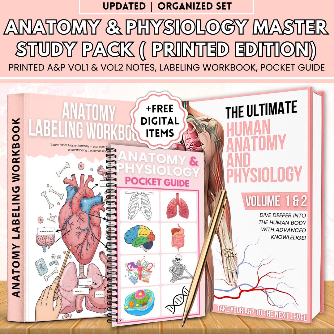 Anatomy and Physiology Master Study Pack | Printed A&P Vol 1 and 2 ...