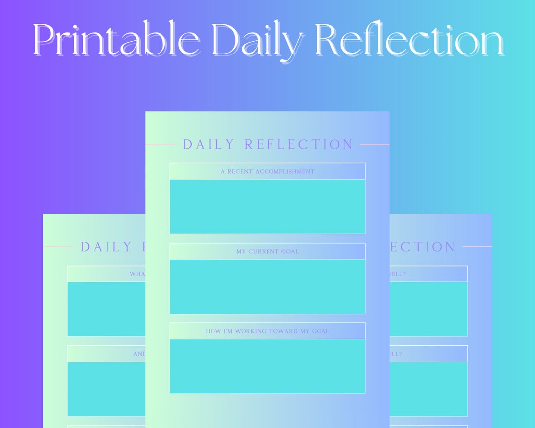 Printable Daily Reflection L Self Care Journal L Goal Setting - Etsy