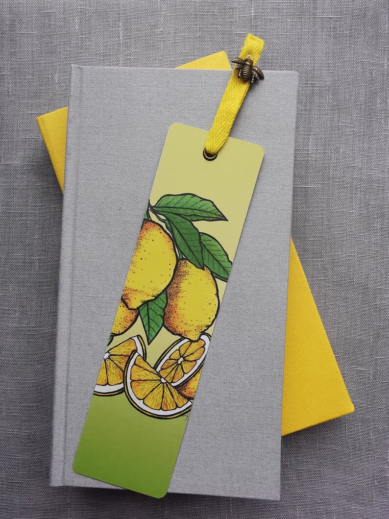 Lemon Fruit Double Sided Card Bookmark Botanical Bookmark - Etsy