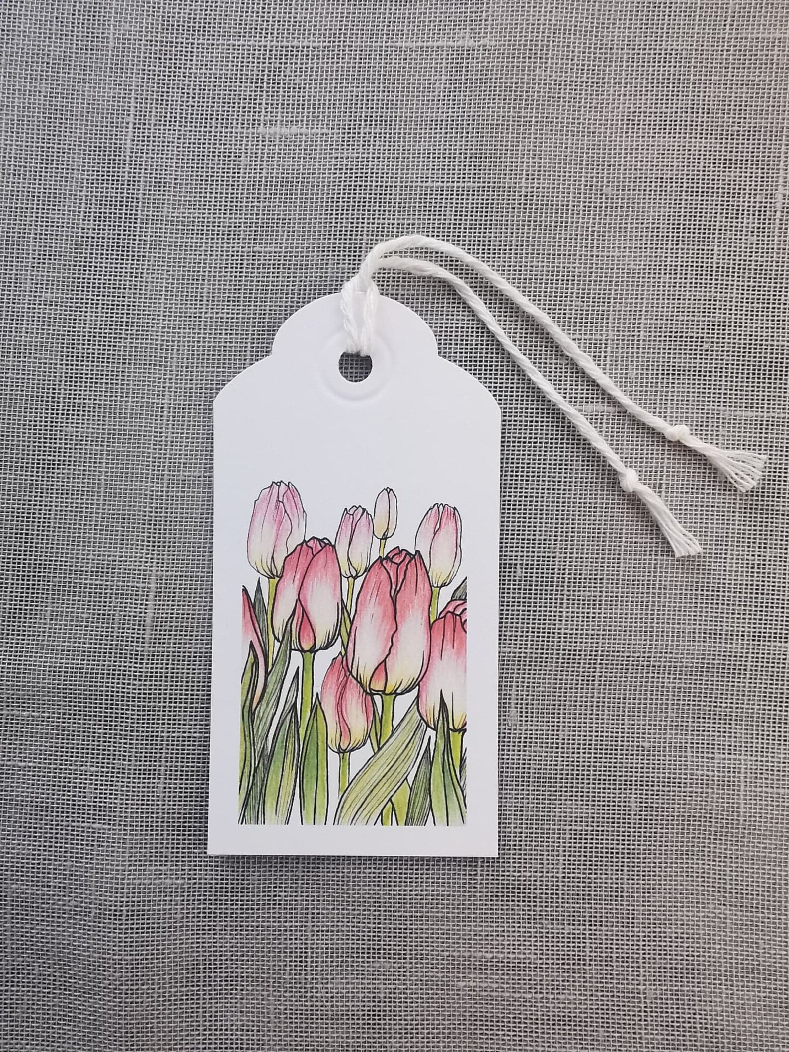 Pink Tulips Gift Tags Set of 5, Handmade Floral Tags, Spring Flowers ...
