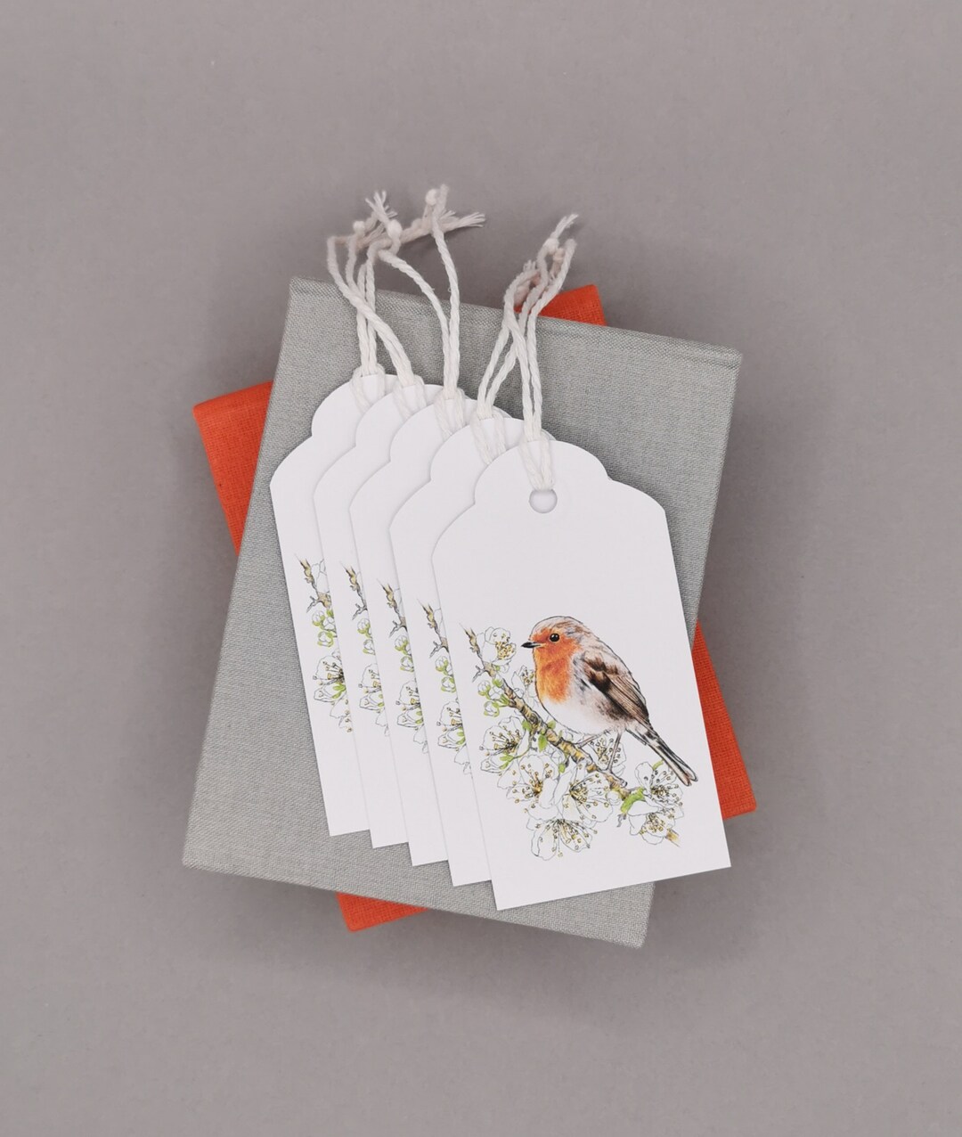 Robin Gift Tags Set of 5, Bird and Flowers Tags - Etsy