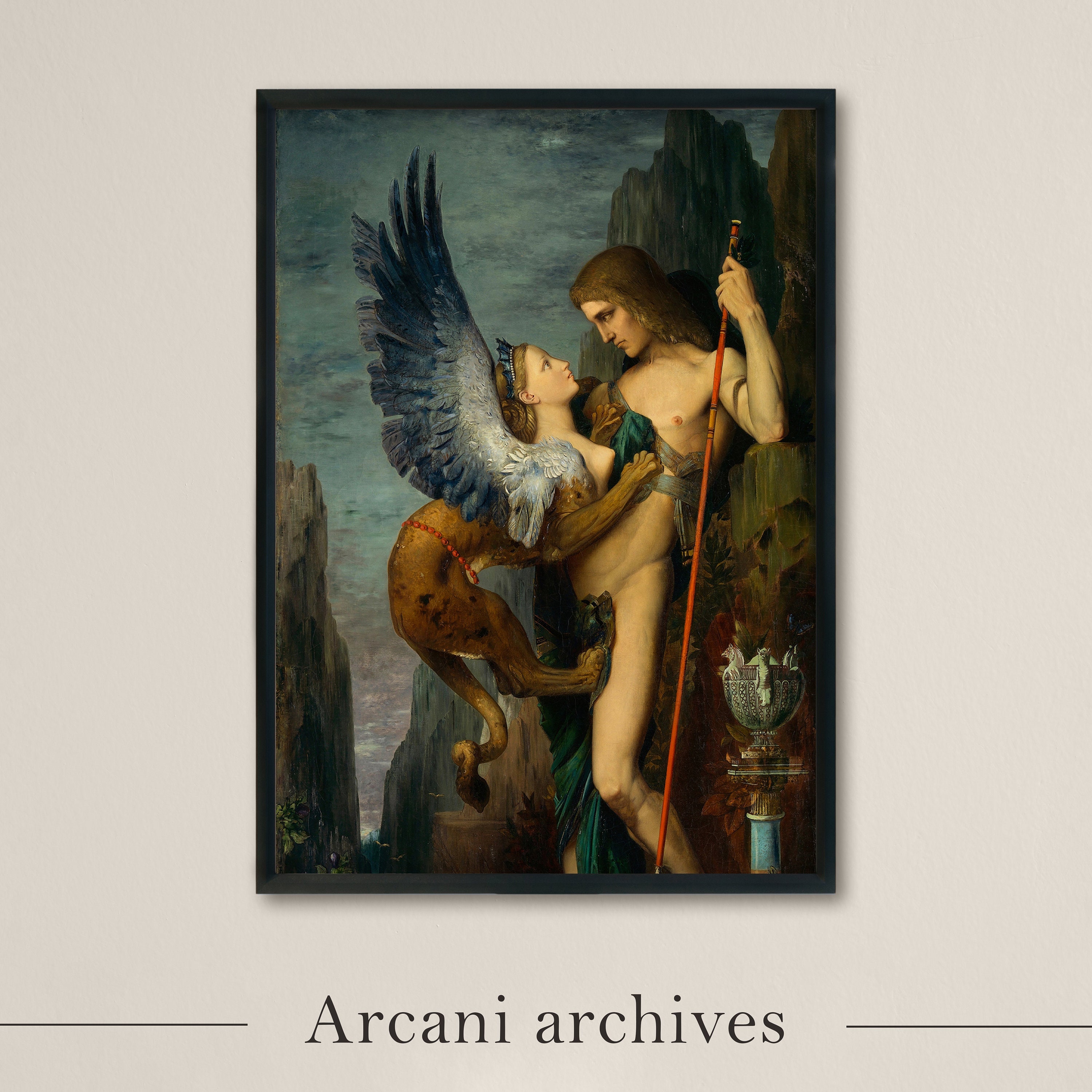 Classical Painting Print Oedipus and the Sphinx Art Greek Mythology ...