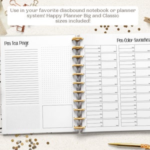 Pen Collection and Color Swatch Planner, Planner Pen Testing Page, Pen ...