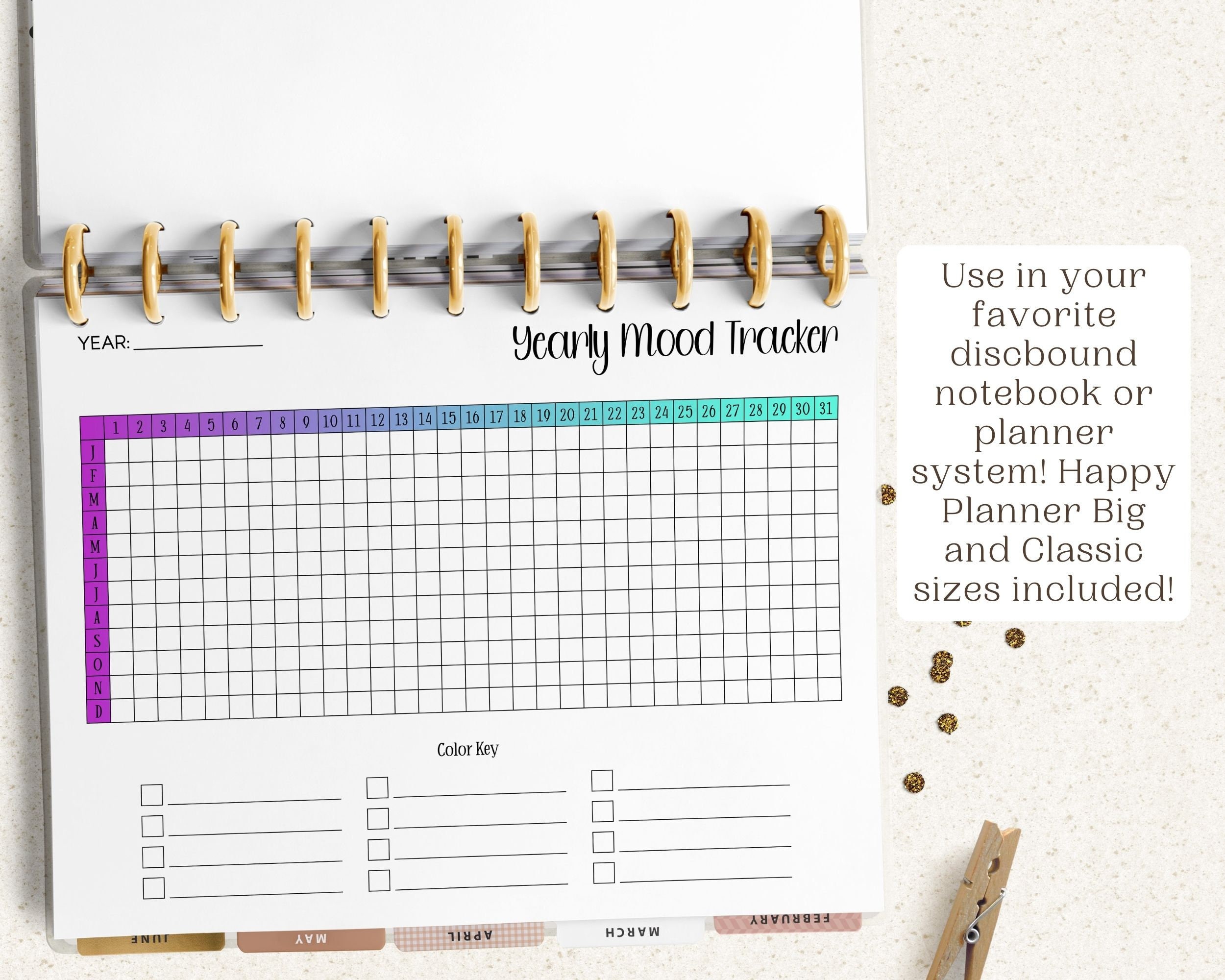 Yearly Mood Tracker Printable Template, Mood Chart, Depression Tracker ...