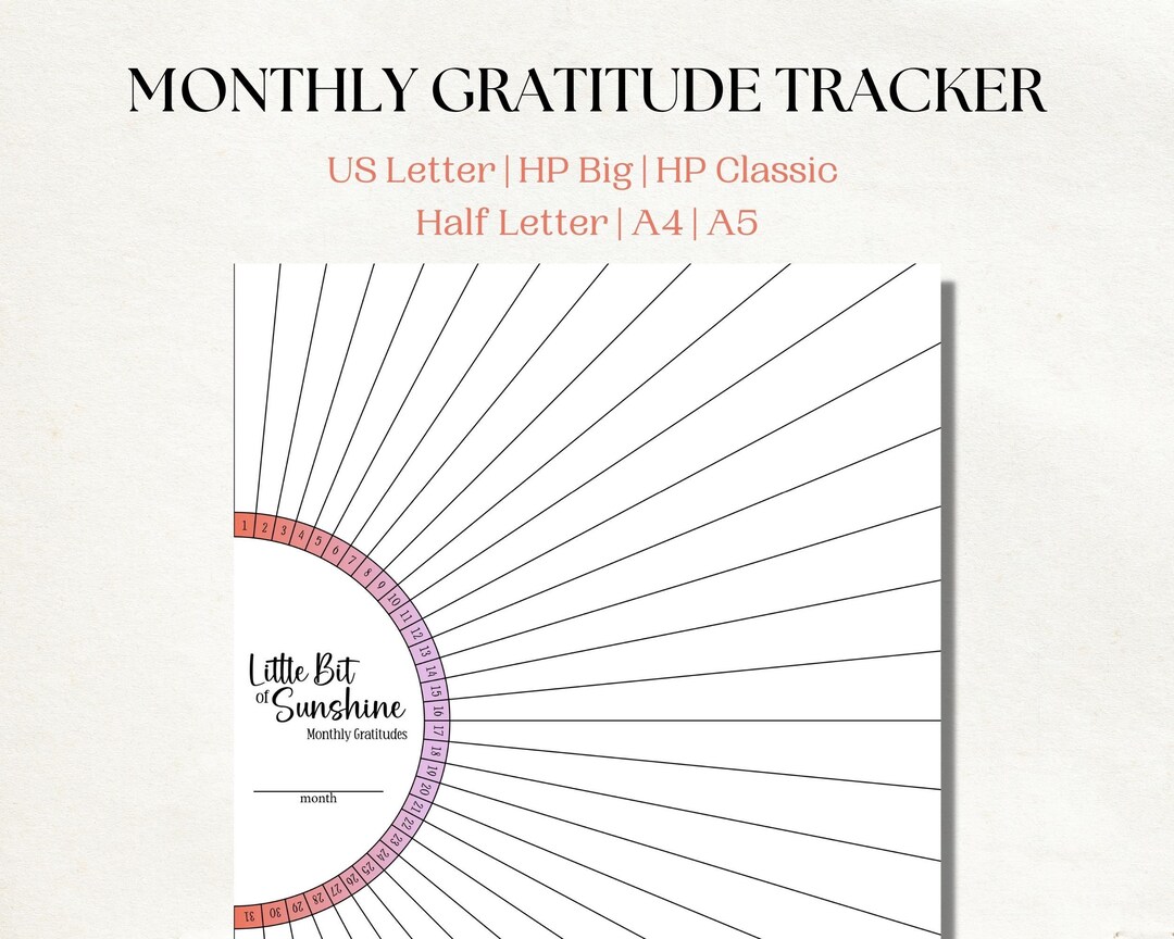 Daily Gratitude Planner Printable Template, Digital Gratitude Tracker ...