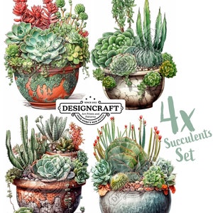 Succulents in a Pot Clipart, Digital Watercolor Illustration, Printable ...