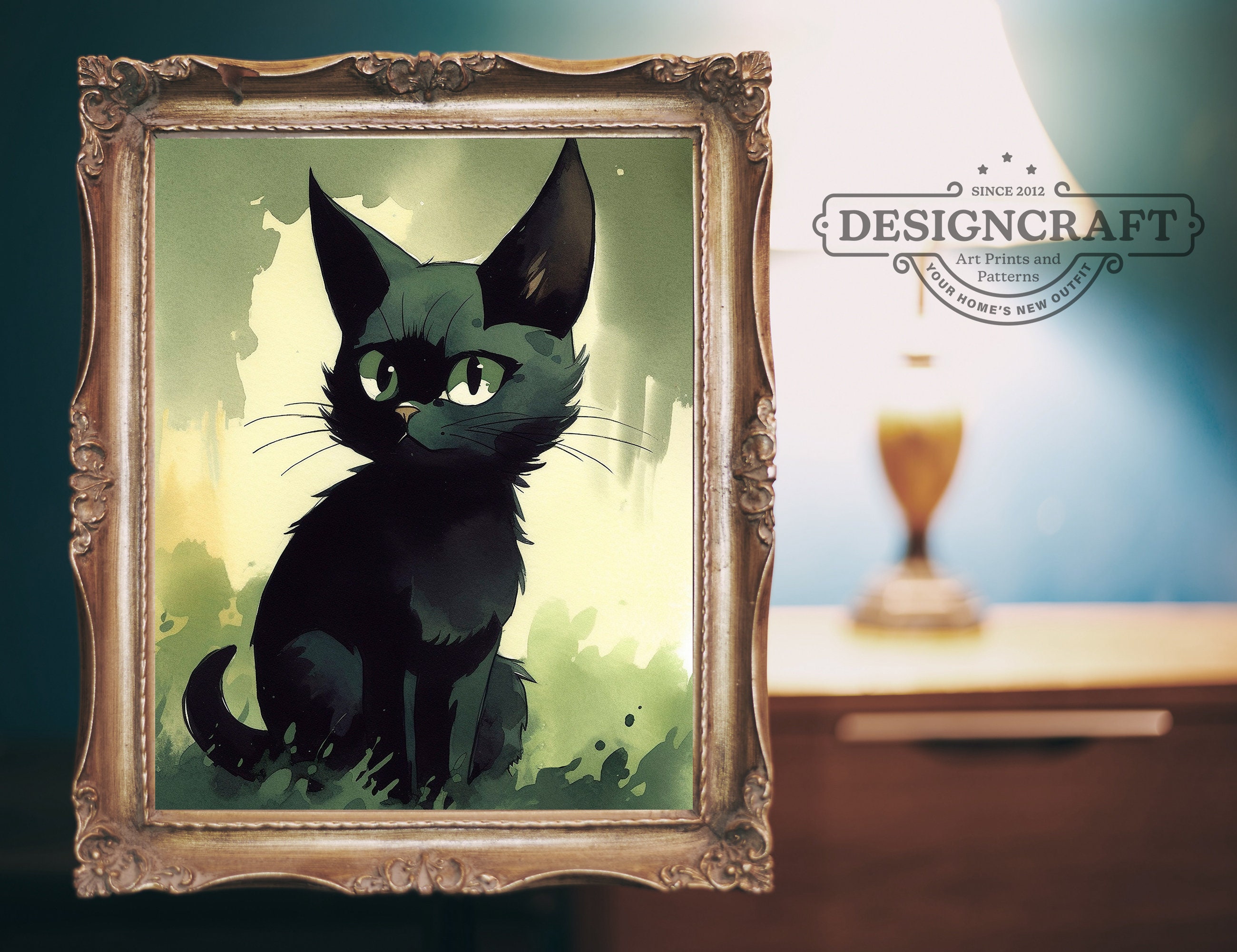 Printable Watercolor Painting Jiji Cat From Kiki's - Etsy