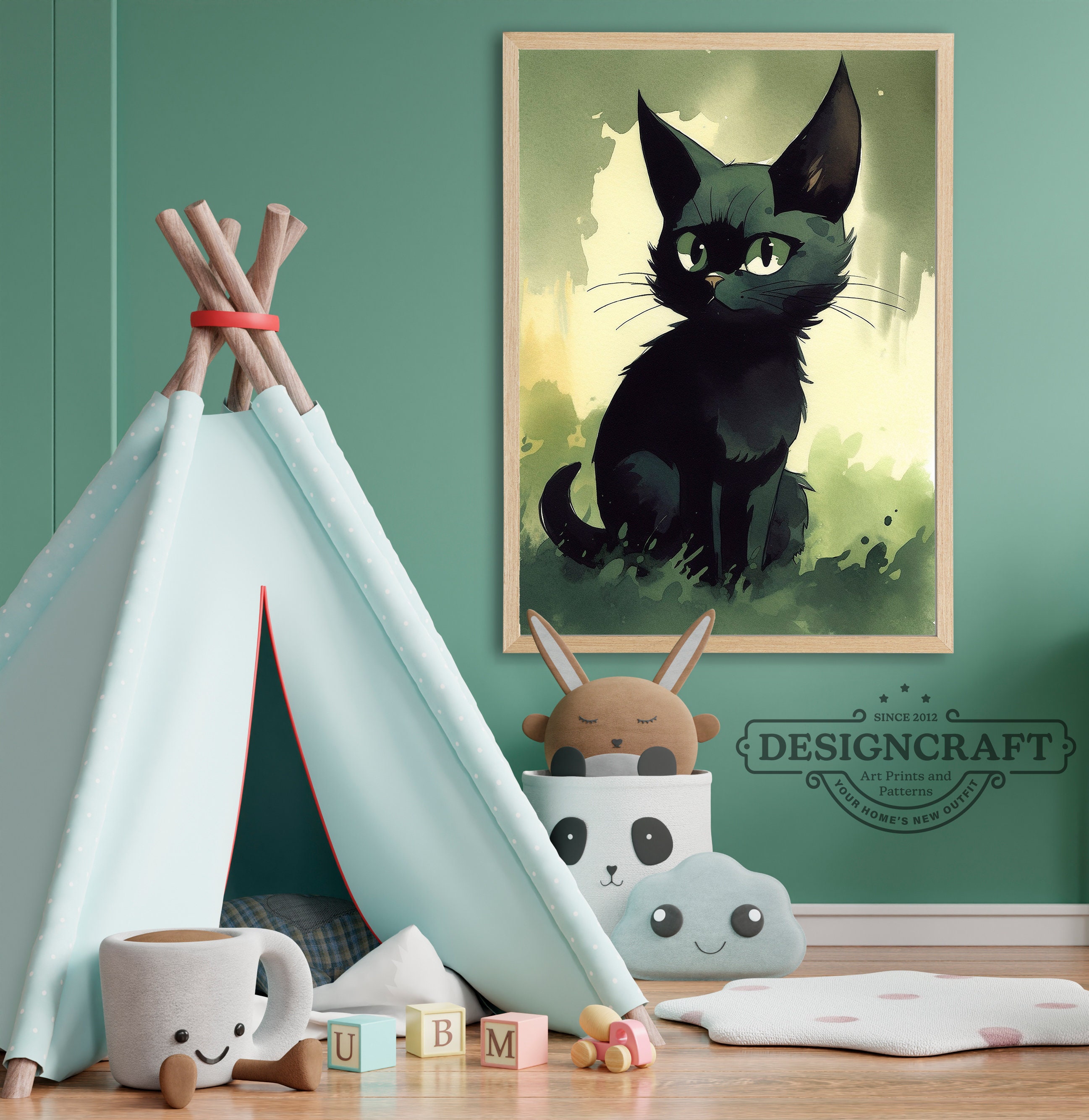 Printable Watercolor Painting Jiji Cat From Kiki's - Etsy