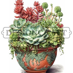 Succulents in a Pot Clipart, Digital Watercolor Illustration, Printable ...