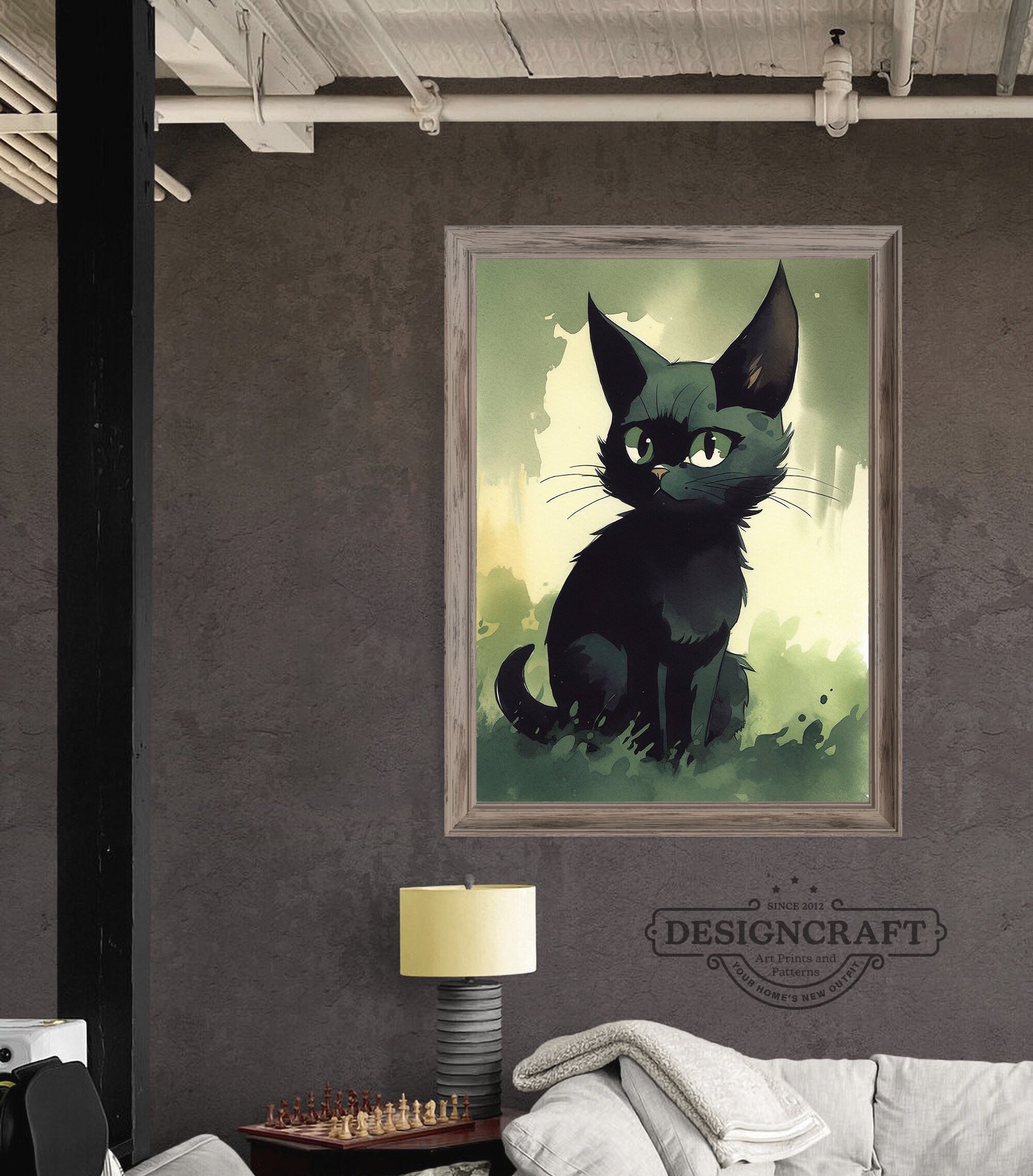 Printable Watercolor Painting Jiji Cat From Kiki's - Etsy