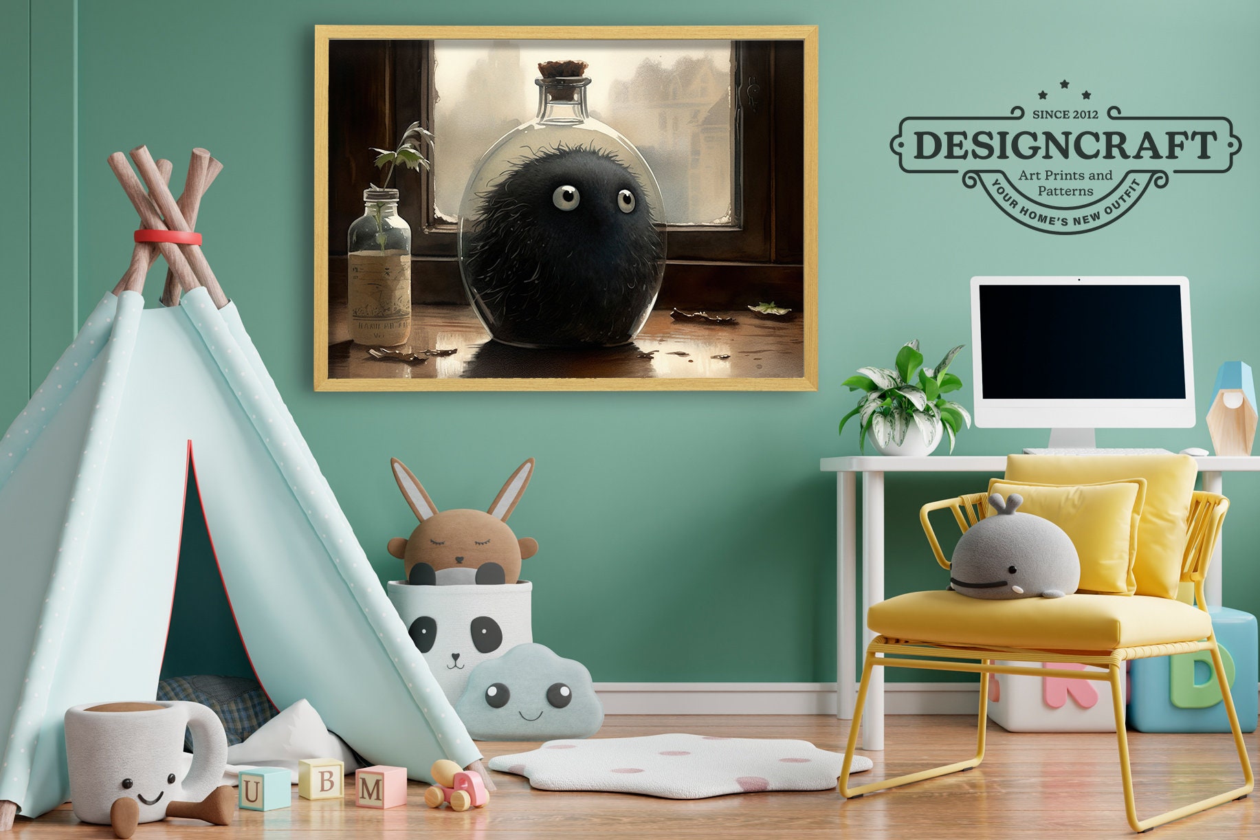 Soot Sprite in Bottle Print Susuwatari, Printable Wall Art, Instant ...