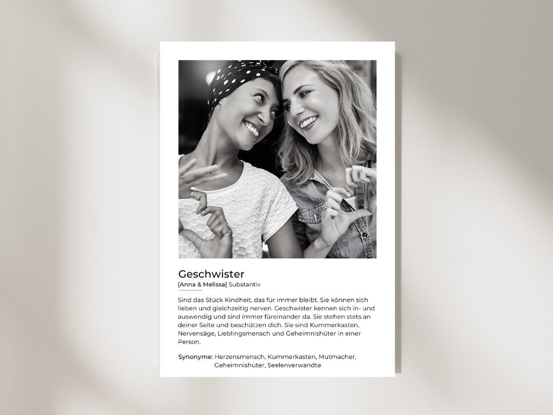 Definition Siblings Poster I Birthday Gift I Gift Ideas Sister&brother ...