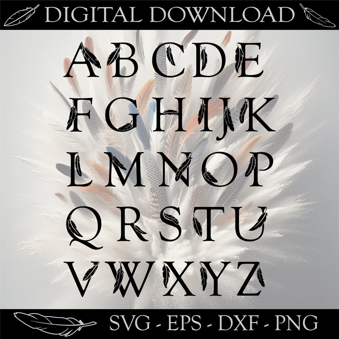 Letter Alphabet Feathers PES SVG DXF Eps Png Cut - Etsy
