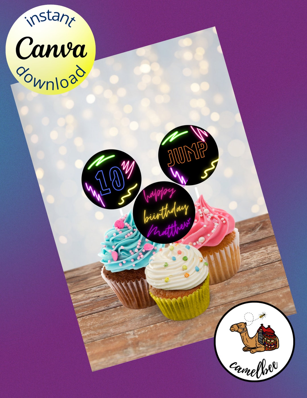 Jump Birthday Cupcake Toppers - Etsy