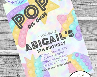 Editable Pop It Birthday Invitation Template | Instant Download Party ...