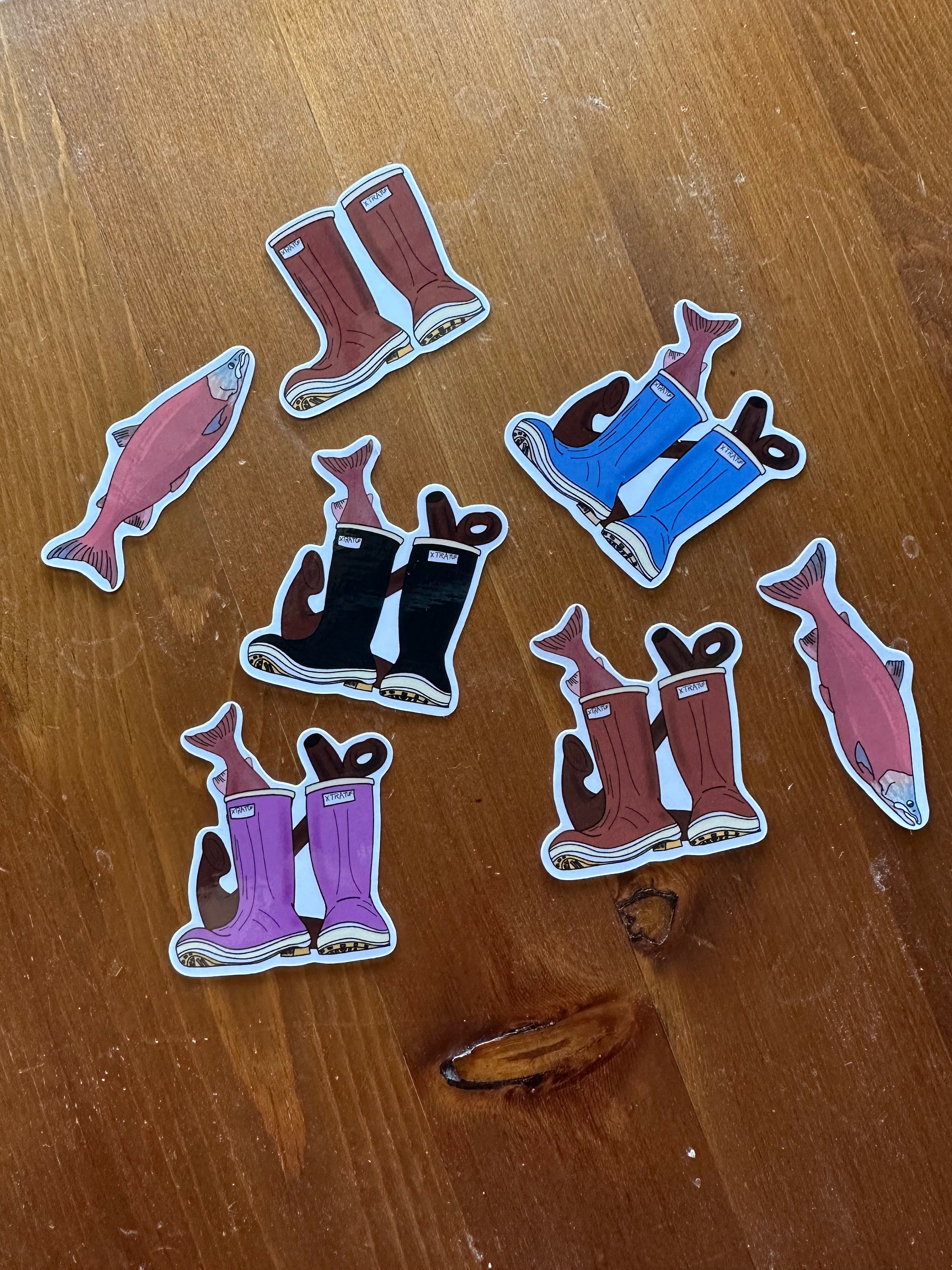 Alaska Boots Xtratuf Sticker Salmon - Etsy