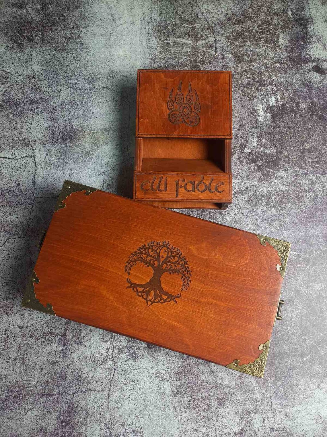 Dice Box DND and MAHAGON Color Zelda Triforce Set Wooden Dice Tray and ...