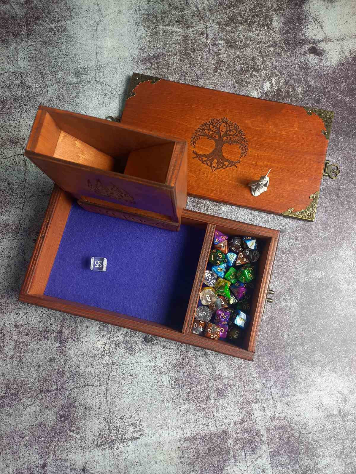 Dice Box DND and MAHAGON Color Zelda Triforce Set Wooden Dice Tray and ...