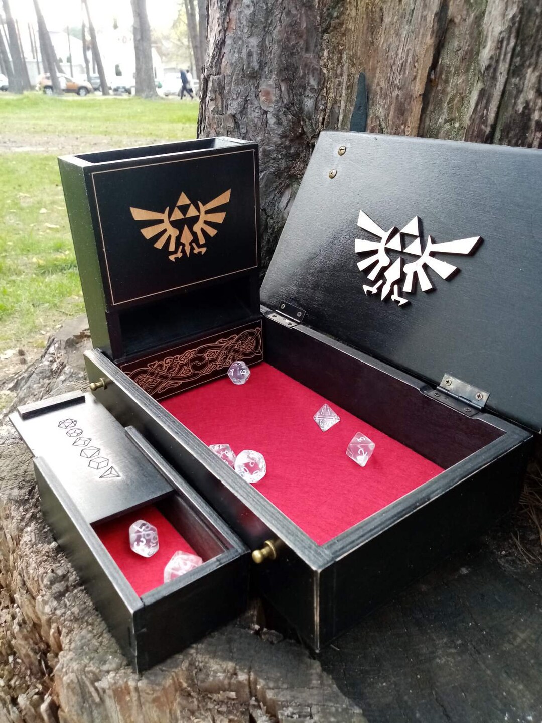 Zelda Triforce Legend of Zelda: Breath of the Wild Set Wooden Dice Tray ...